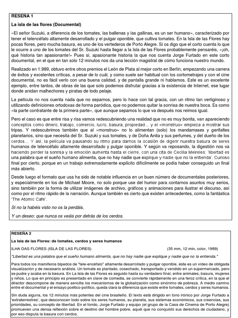 Reseña: La Isla de Las Flores (Documental) | PDF | Documental | La risa