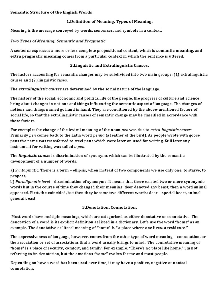 Understanding Semantic Structure: An Analysis of Meaning, Context, and Polysemy in the English ...