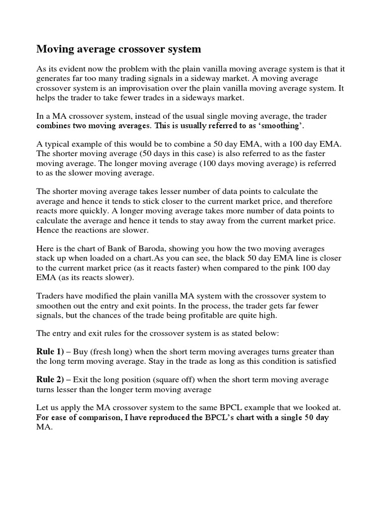 Moving Average Crossover System Pdf Moving Average Day Trading