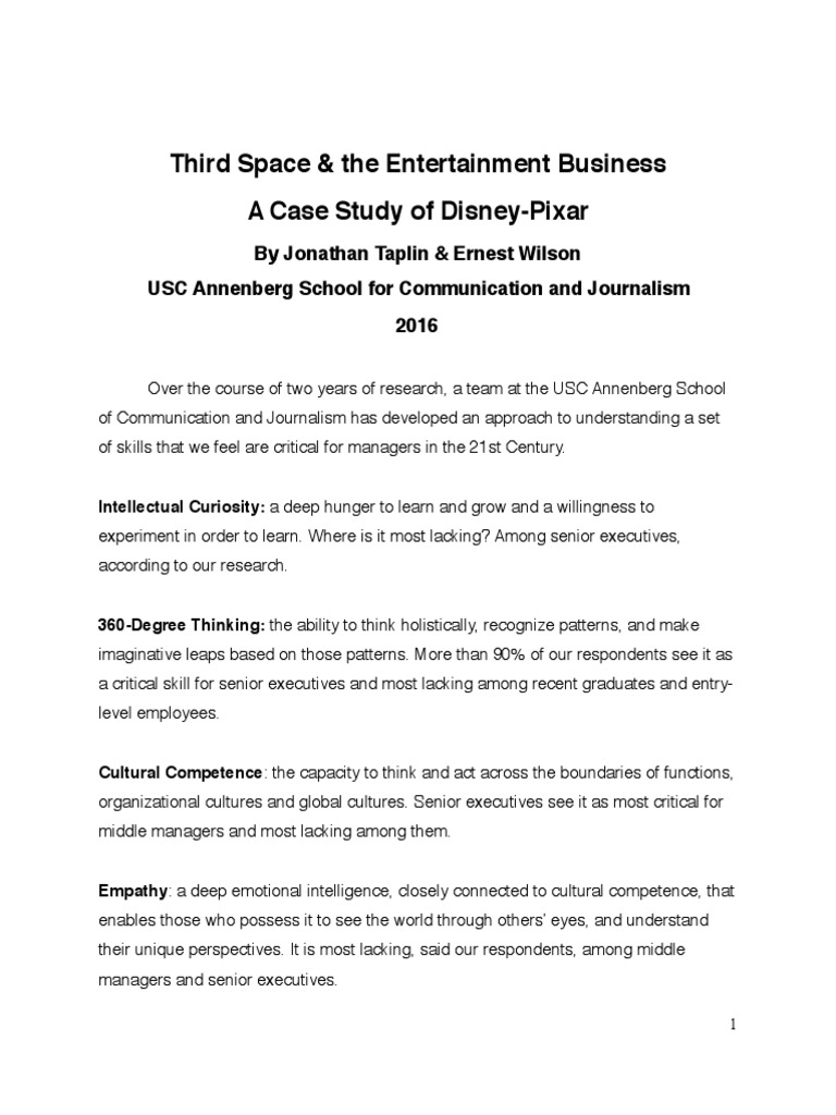 Disney Pixar Case Study | PDF | Pixar | The Walt Disney Company