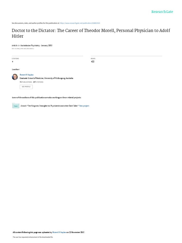 Theodor Morell: Hitler's Physician | PDF | Adolf Hitler | Psychiatry