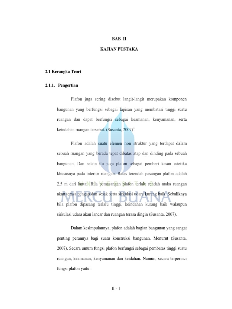 BAB II KAJIAN PUSTAKA. Plafon Juga Sering Disebut Langit-Langit ...