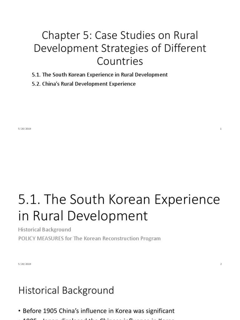 Chapter 5: Case Studies On Rural Development Strategies of Different ...