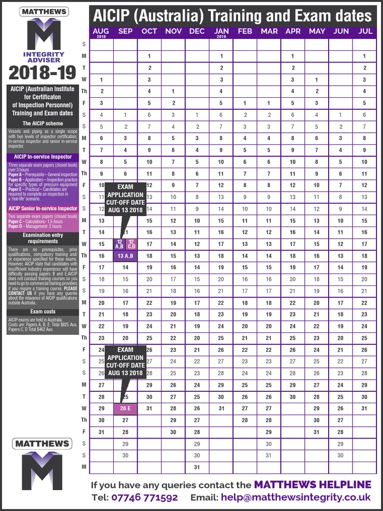 A4 Aicip Matthew Calendar 6 v2 | PDF | Test (Assessment) | Qualifications