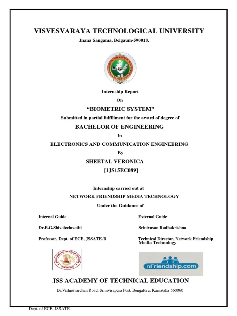 Biometric System Internship Report | PDF | Biometrics | Authentication