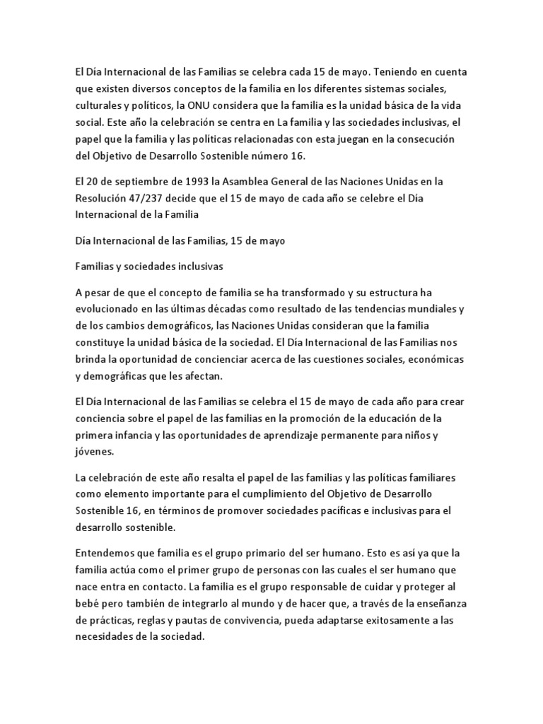 Día Internacional de la Familia 2023 | PDF | Familia | Sociedad