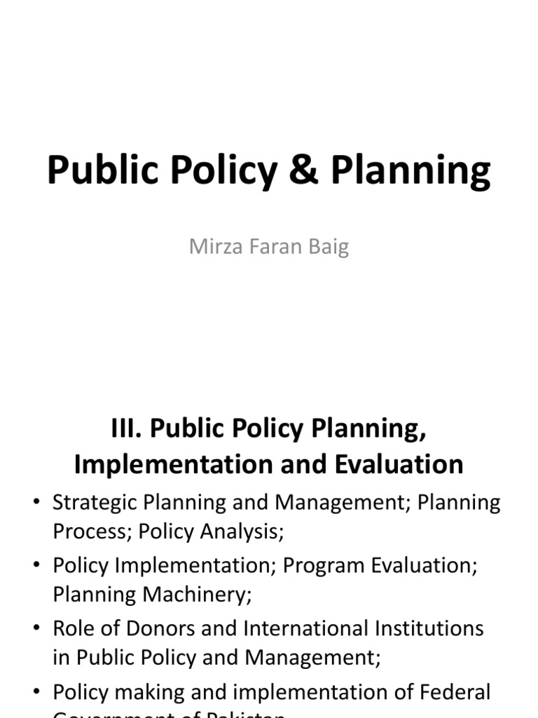 Public Policy Planning and Evaluation | PDF | Strategic Management | Policy