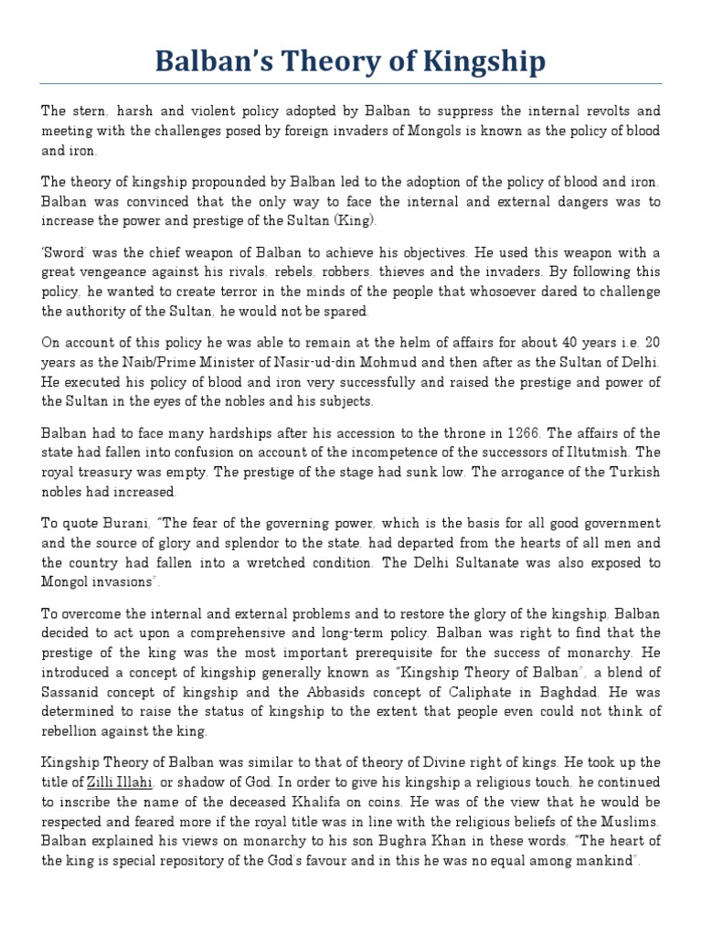 Theory of Kingship | PDF | Monarchy | Caliphate