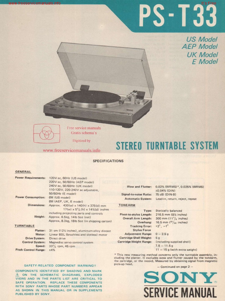 Sony PS T33 | PDF