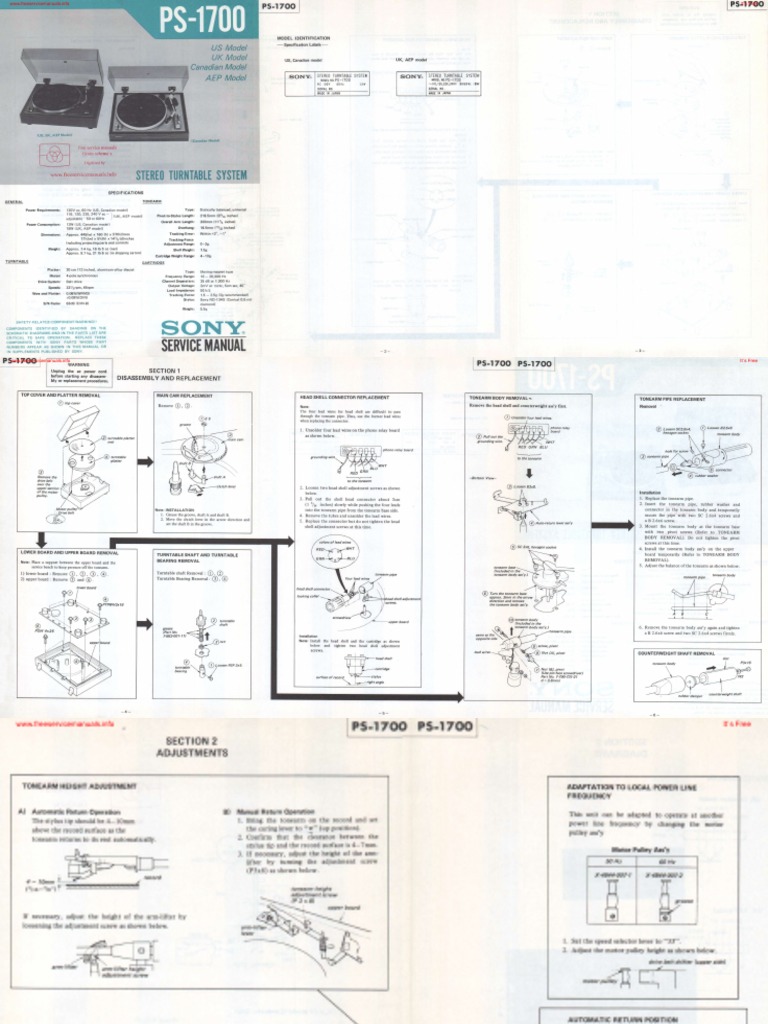 Sony PS 1700 - Turntable | PDF