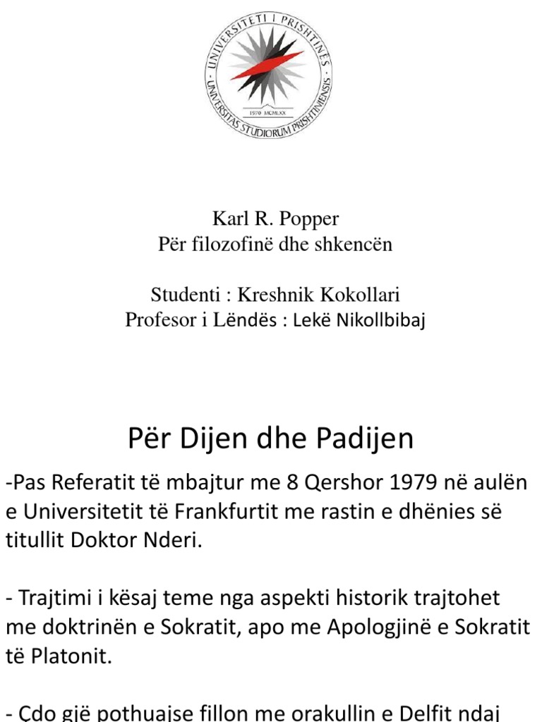 Karl R.Popper - Per Filozofine Dhe Shkencen | PDF