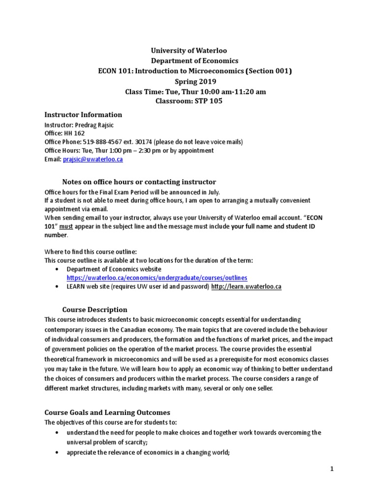 Econ 101 Section 001 Outline | PDF | Test (Assessment) | Quiz