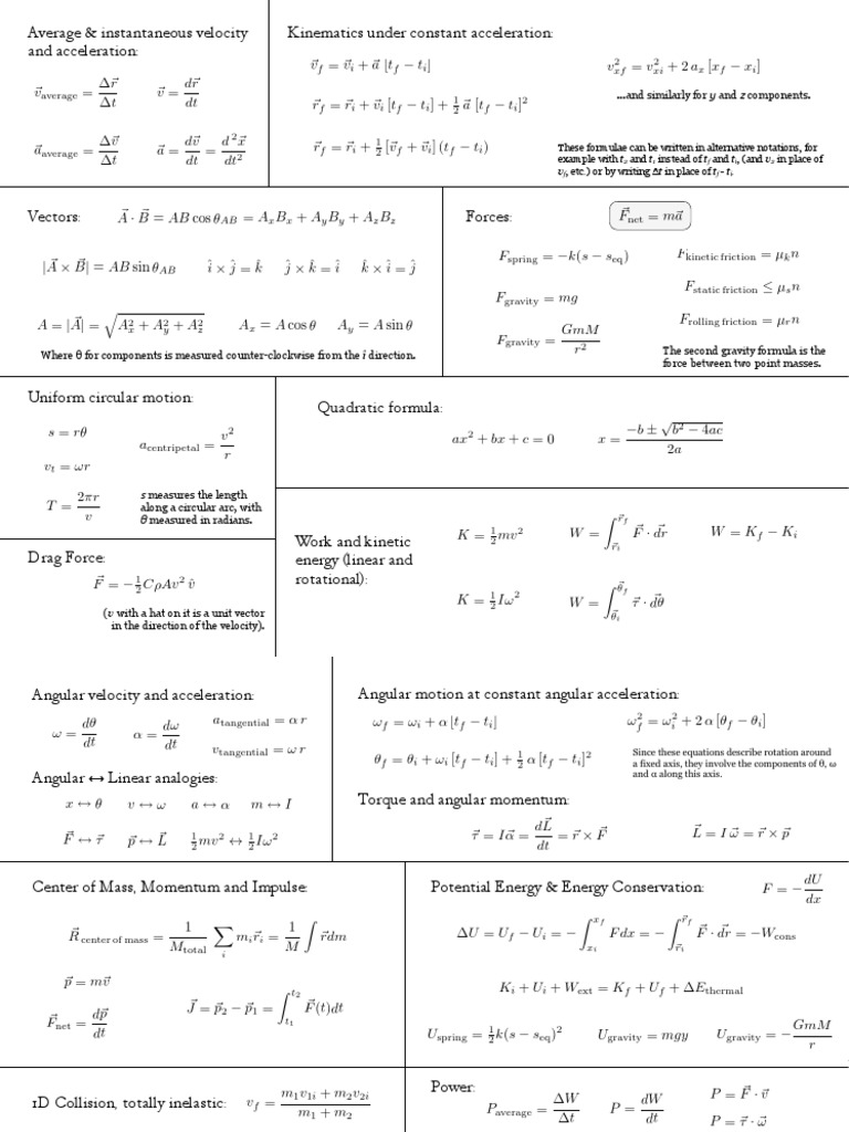 Kinematics Under Constant Acceleration: Average & Instantaneous Velocity and Acceleration | PDF ...