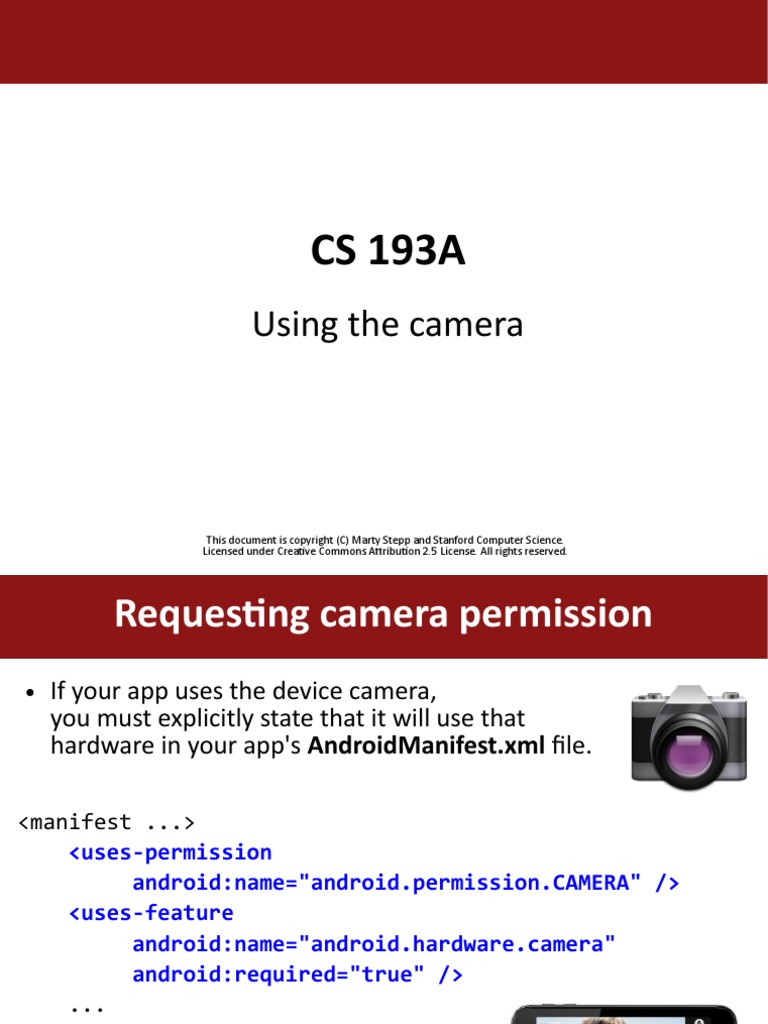 Using The Camera: Licensed Under Creative Commons Attribution 2.5 ...