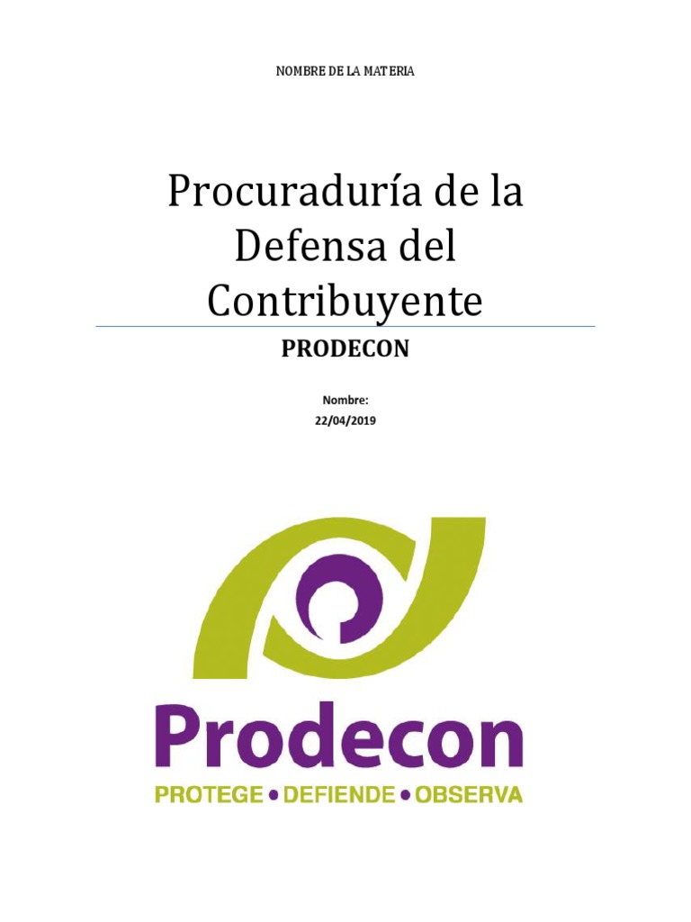 Procuraduría de la Defensa del Contribuyente: Prodecon | Federación ...