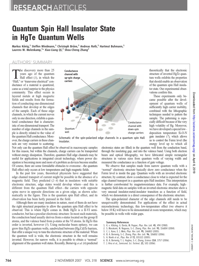 Quantum Spin Hall Insulator State in HgTe Quantum Wels | PDF | Electrical Resistance And ...