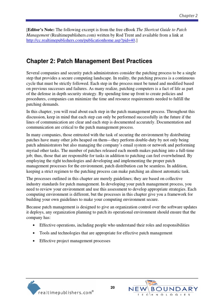 Chapter 2: Patch Management Best Practices | PDF | Vulnerability (Computing) | Operating System