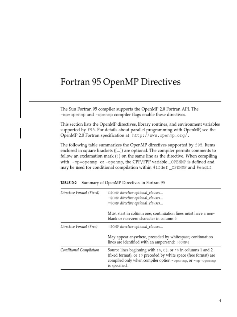 Fortran 95 Openmp Directives | PDF | Subroutine | Variable (Computer ... Fortran 95 Openmp Directives | PDF | Subroutine | Variable (Computer ...
