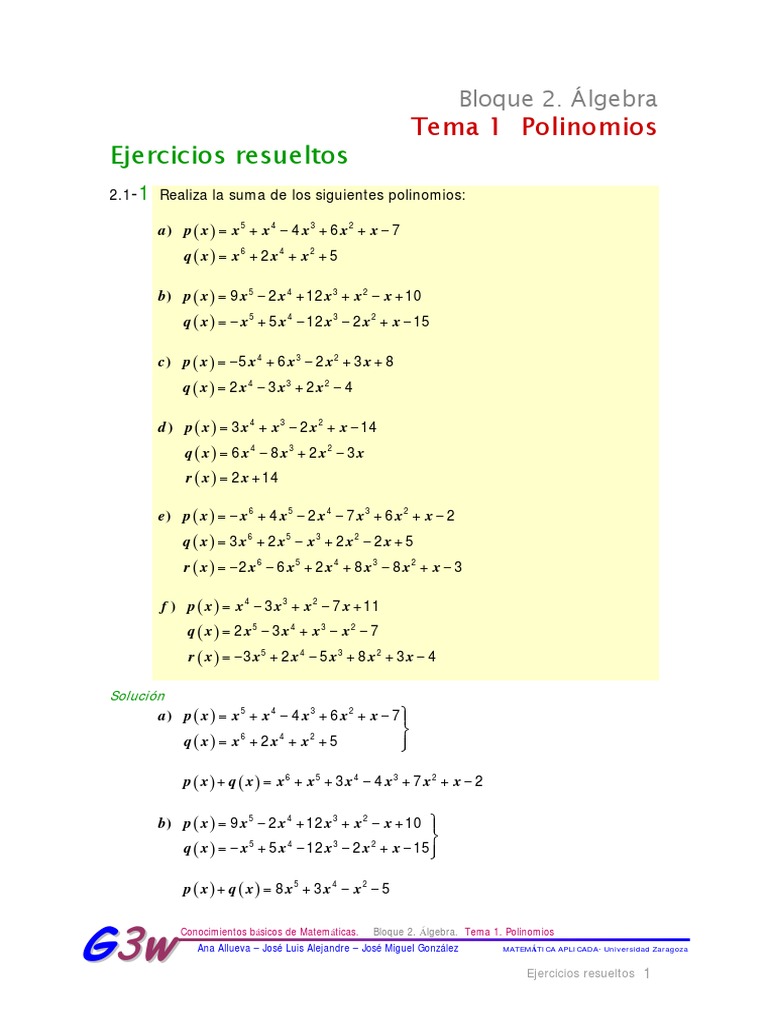 Factorizacion De Polinomios Ejercicios Resueltos Pdf FACTORIZACIÓN