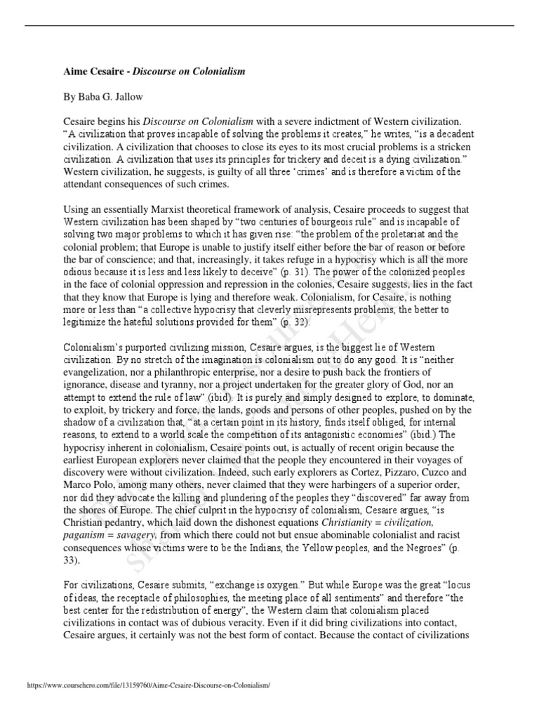 Aime Cesaire Discourse On Colonialism | Download Free PDF | Colonialism ...
