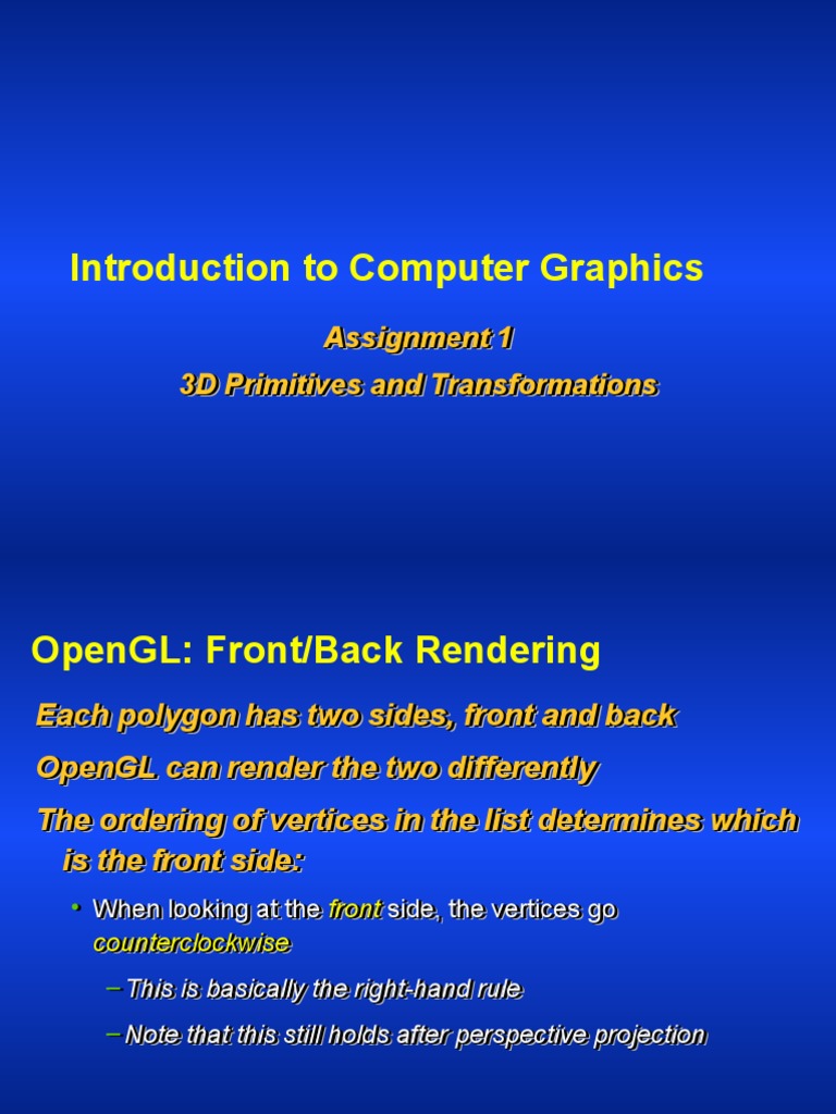 Introduction To Computer Graphics Assignment 1 3d Primitives And