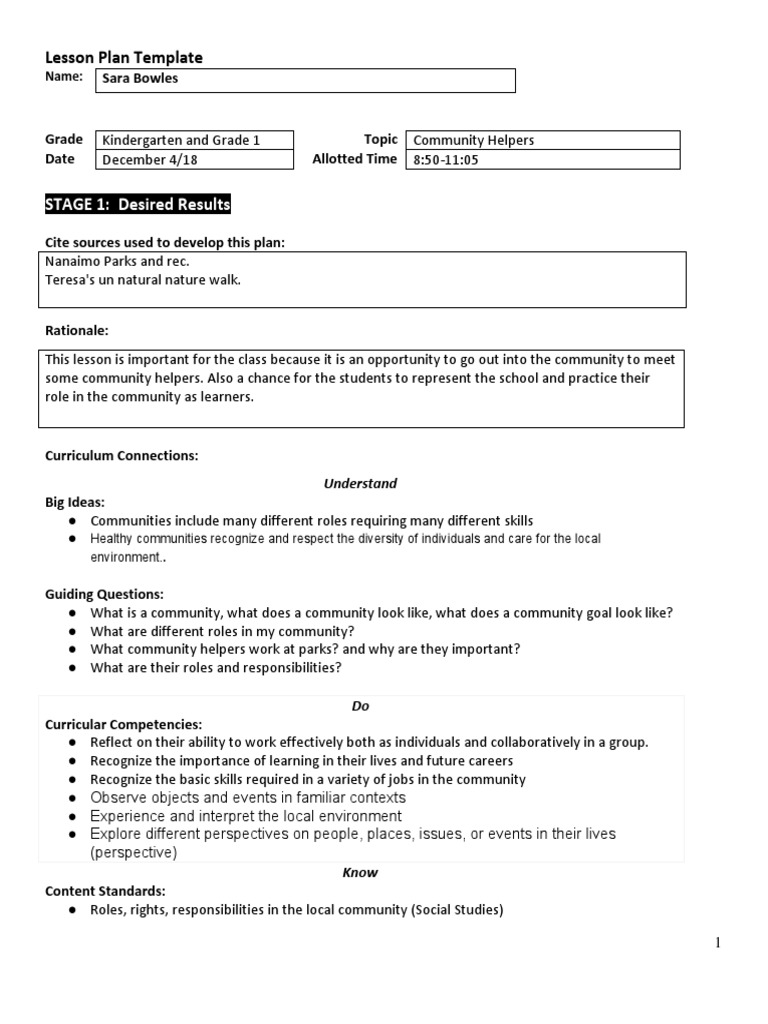 STAGE 1: Desired Results: Lesson Plan Template | PDF | Curriculum ...