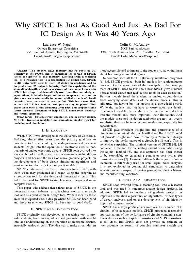 Why Spice Is Bad | PDF | Spice | Electrical Engineering