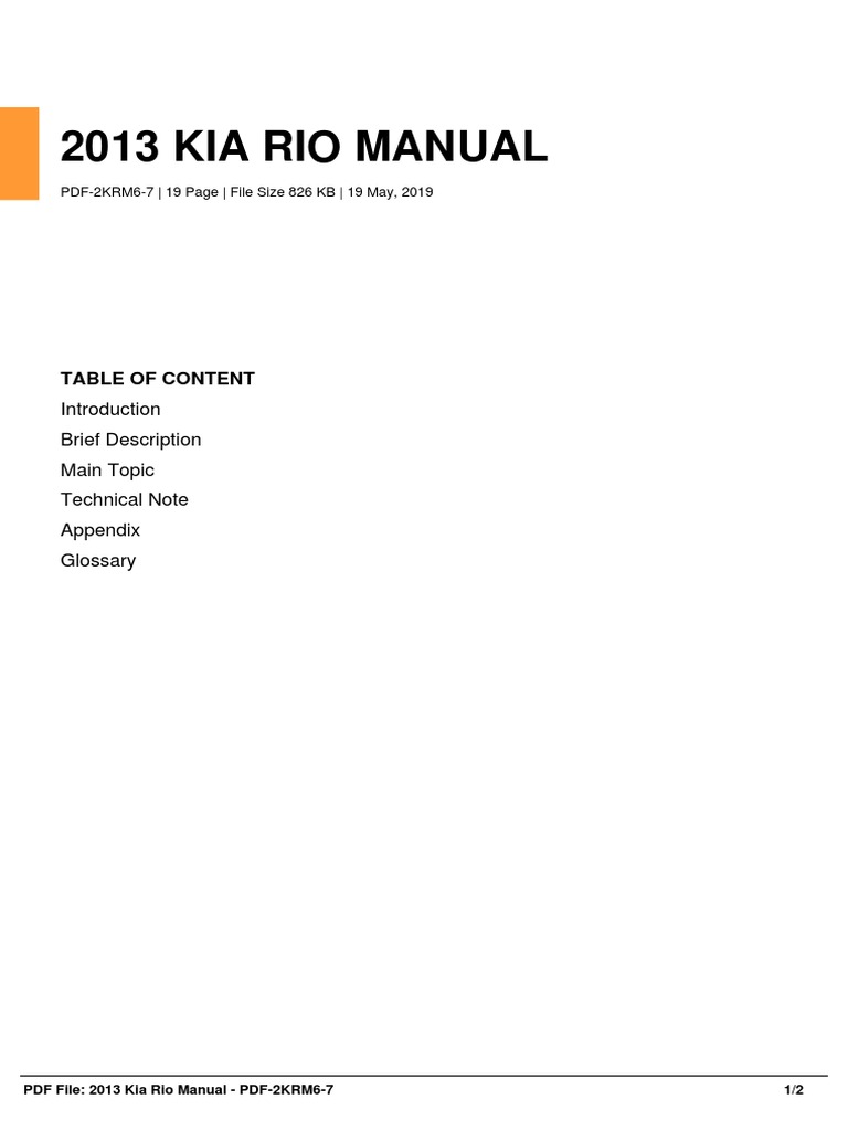 2013 Kia Rio Owner's Guide | PDF