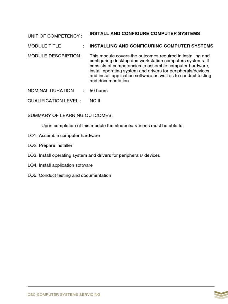 TR Computer Systems Servicing NC II | PDF | Operating System ...