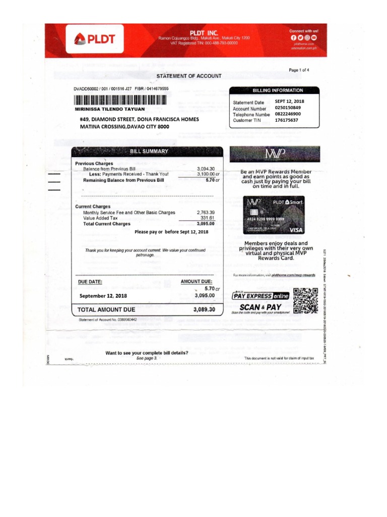 PLDT Proof of Billing | PDF