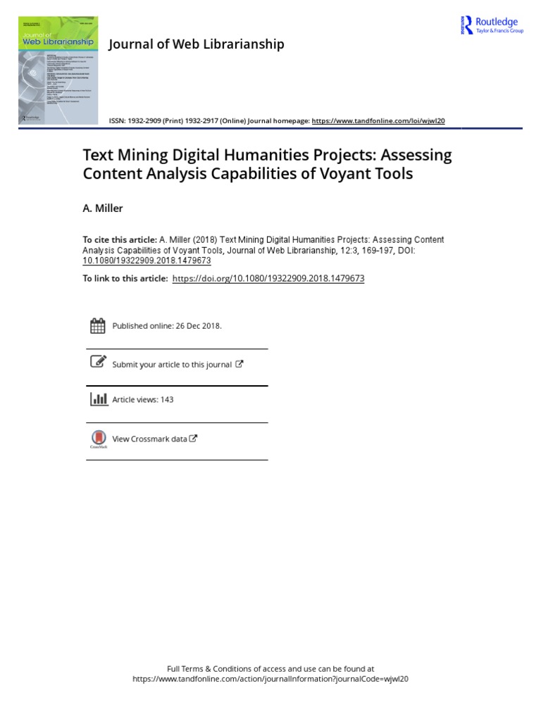 Text Mining Digital Humanities Projects Assessing Content Analysis ...