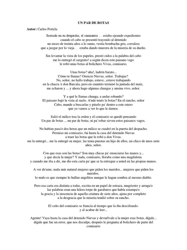 Un Par de Botas - Carlos Portela - Poema | PDF | Ocio