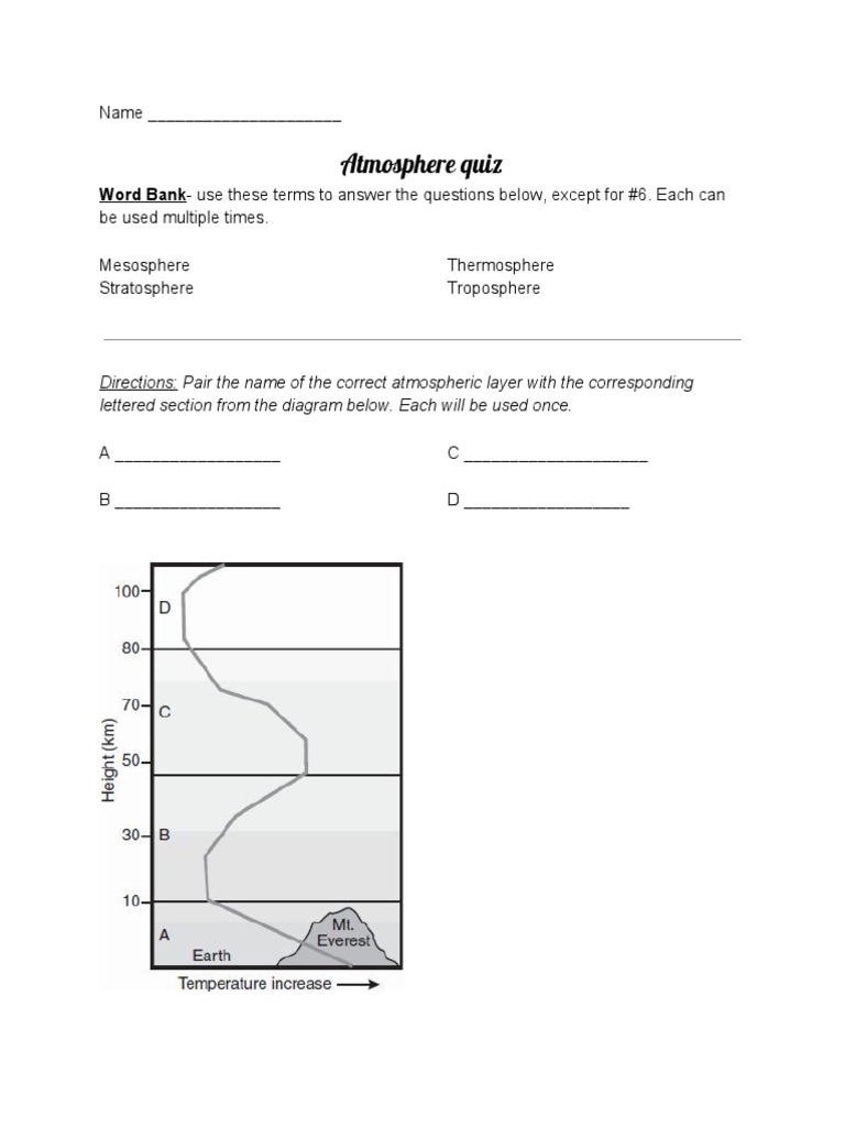 6th Grade Atmosphere Quiz | PDF | Teaching Methods & Materials | Computers