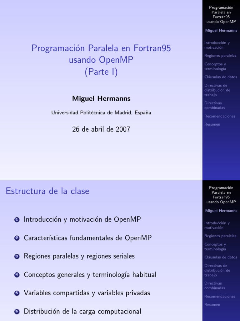 Clase 2 Programacion Paralela OpenMP PDF | PDF | Áreas de informática | Ingeniería Informática