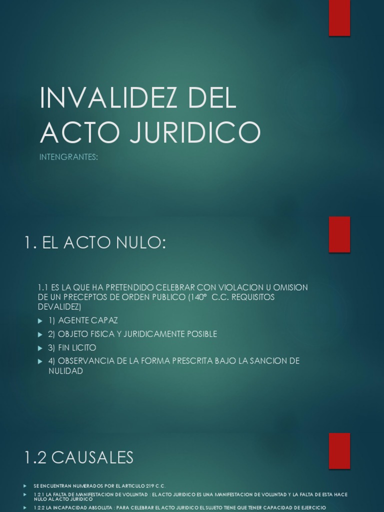Nulidad, Anulabilidad y Confirmacion Del Acto Juridico | PDF ...