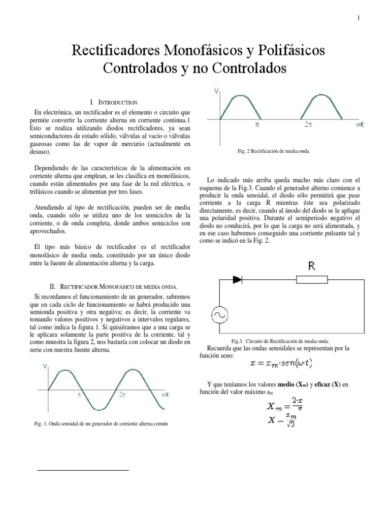 Rectificadores Monofásicos y Polifásicos Controlados y No Controlados | PDF | Rectificador ...
