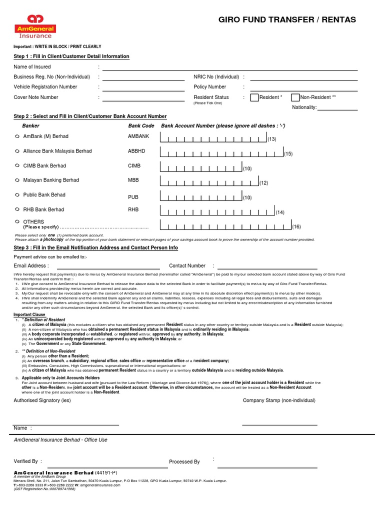 GIRO Form | PDF | Banks | Government