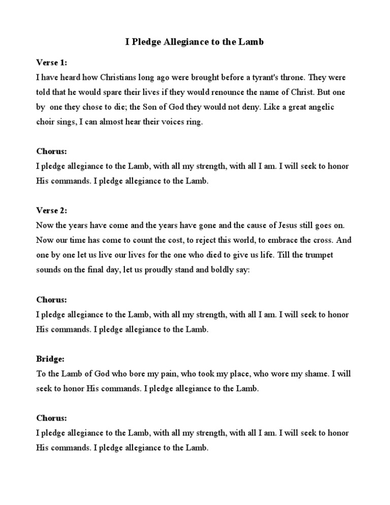 I Pledge Allegiance To The Lamb | PDF