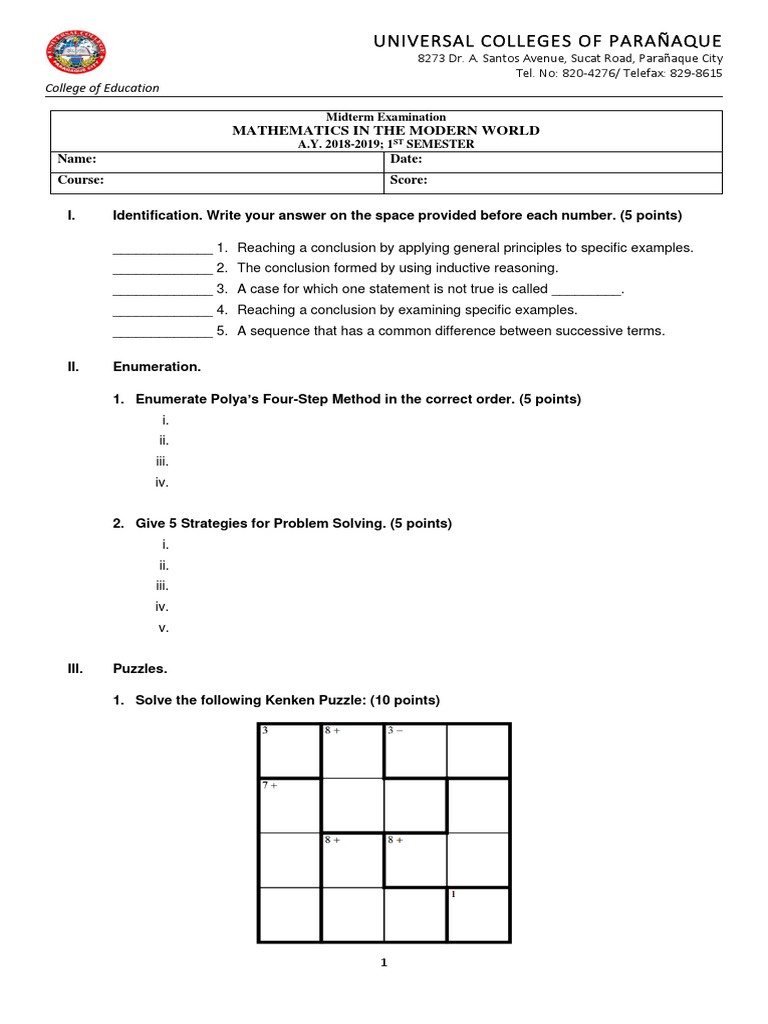 MMW - Midterm | PDF | Logic