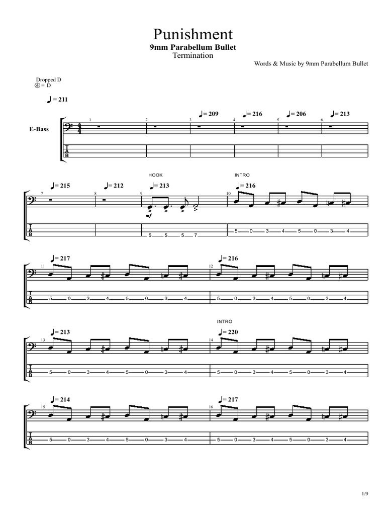 9mm Parabellum Bullet - Punishment (Bass) | PDF | Songs | Musical ...