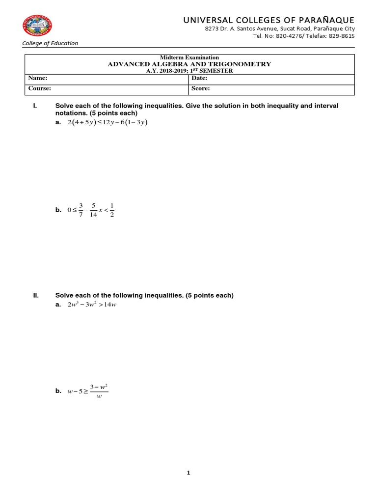 ALG - Midterm | PDF | Theoretical Physics | Mathematical Relations ALG - Midterm | PDF | Theoretical Physics | Mathematical Relations