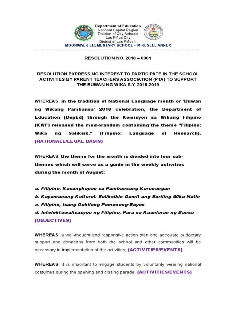 Resolution Sample Deped | PDF | Philippines