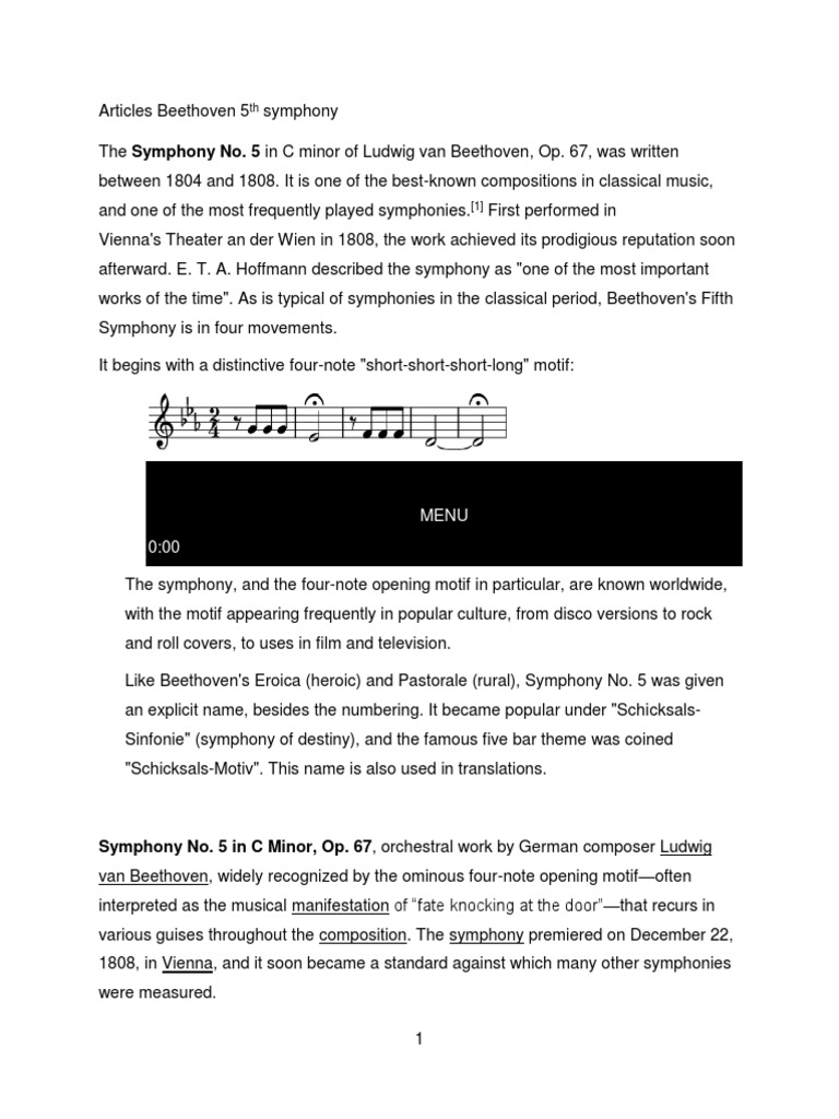 Symphony No. 5 | PDF | Symphony No. 5 (Beethoven) | Symphony