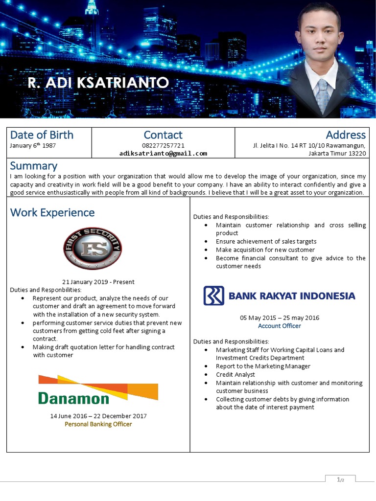 CV Adi Terbaru1 | PDF | Credit | Finance & Money Management