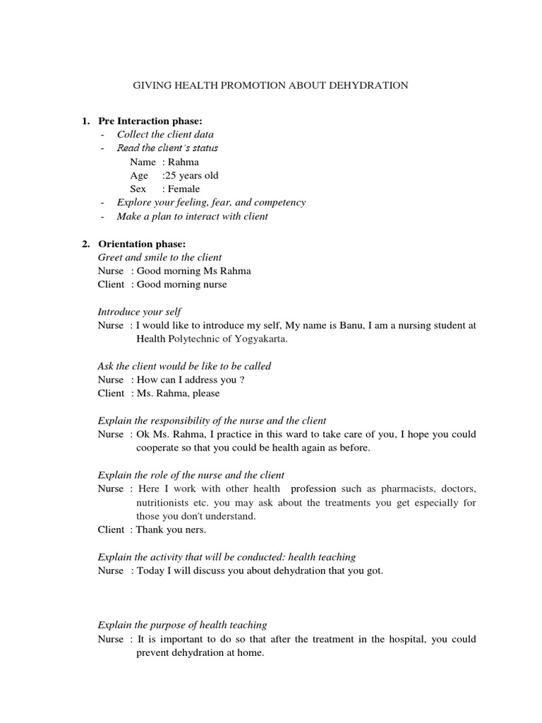 Giving Health Promotion | PDF | Dehydration | Nursing