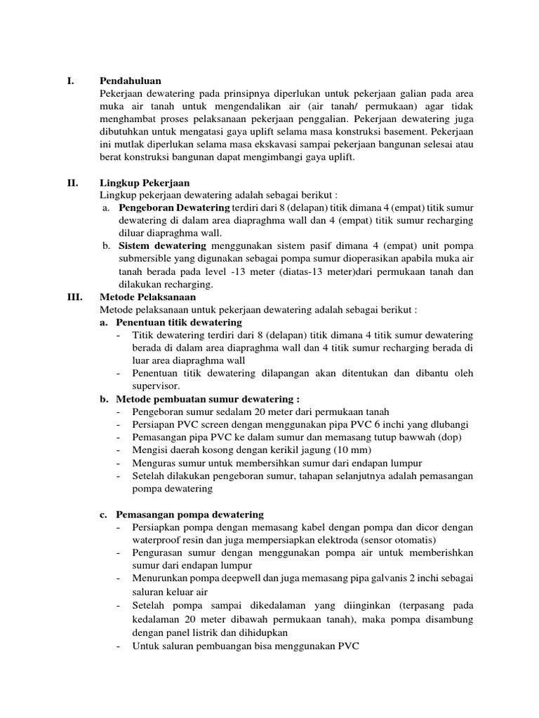 Metode Dewatering | PDF