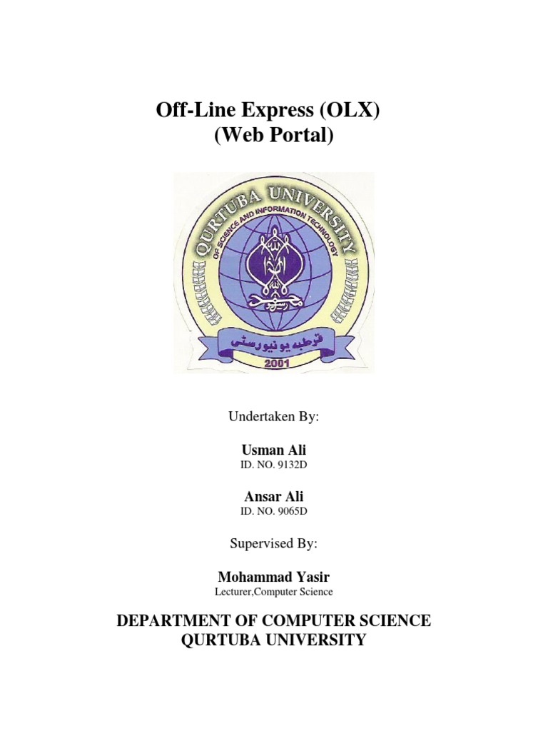 Off-Line Express (OLX) (Web Portal) : Department of Computer Science Qurtuba University | PDF ...