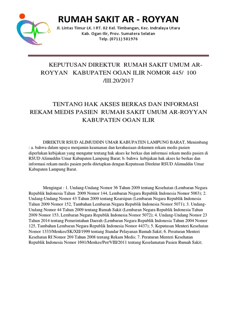 Kop Surat RS Ar Royyan | PDF