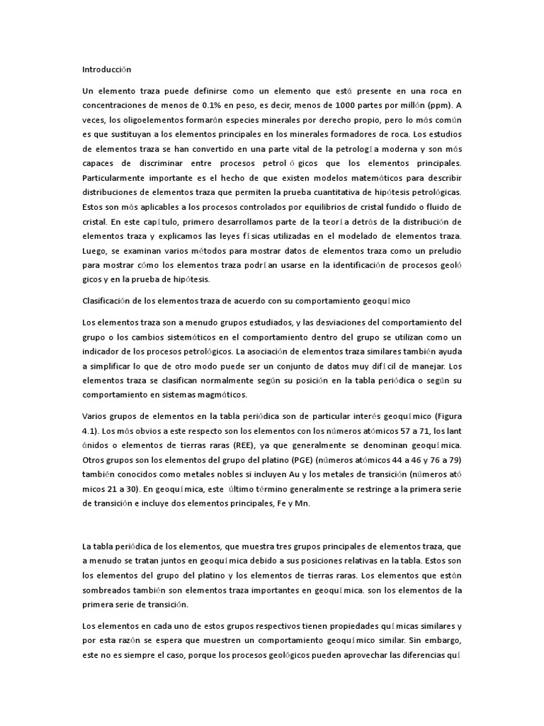 Utilizando Datos de Elementos Traza PDF | PDF | Minerales | Tabla periódica
