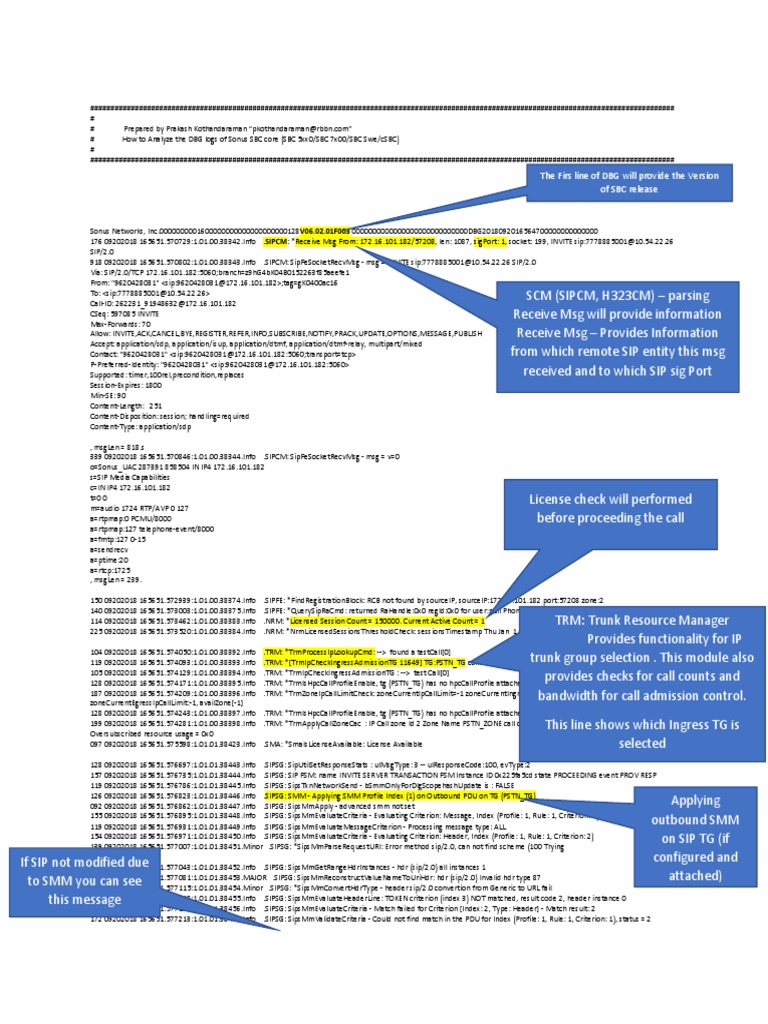 SBC Troubleshooting How To Analyze DBG | PDF | Session Initiation ...
